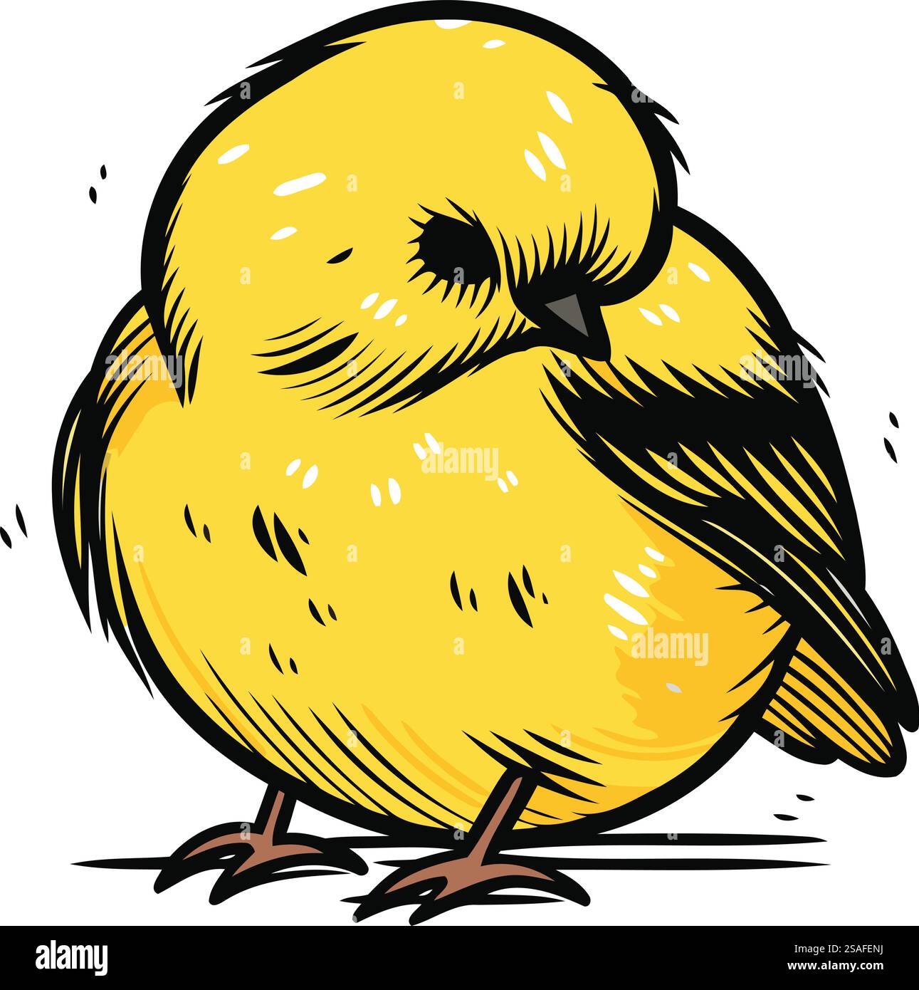 Illustration of a cute little yellow bird on a white background Stock ...