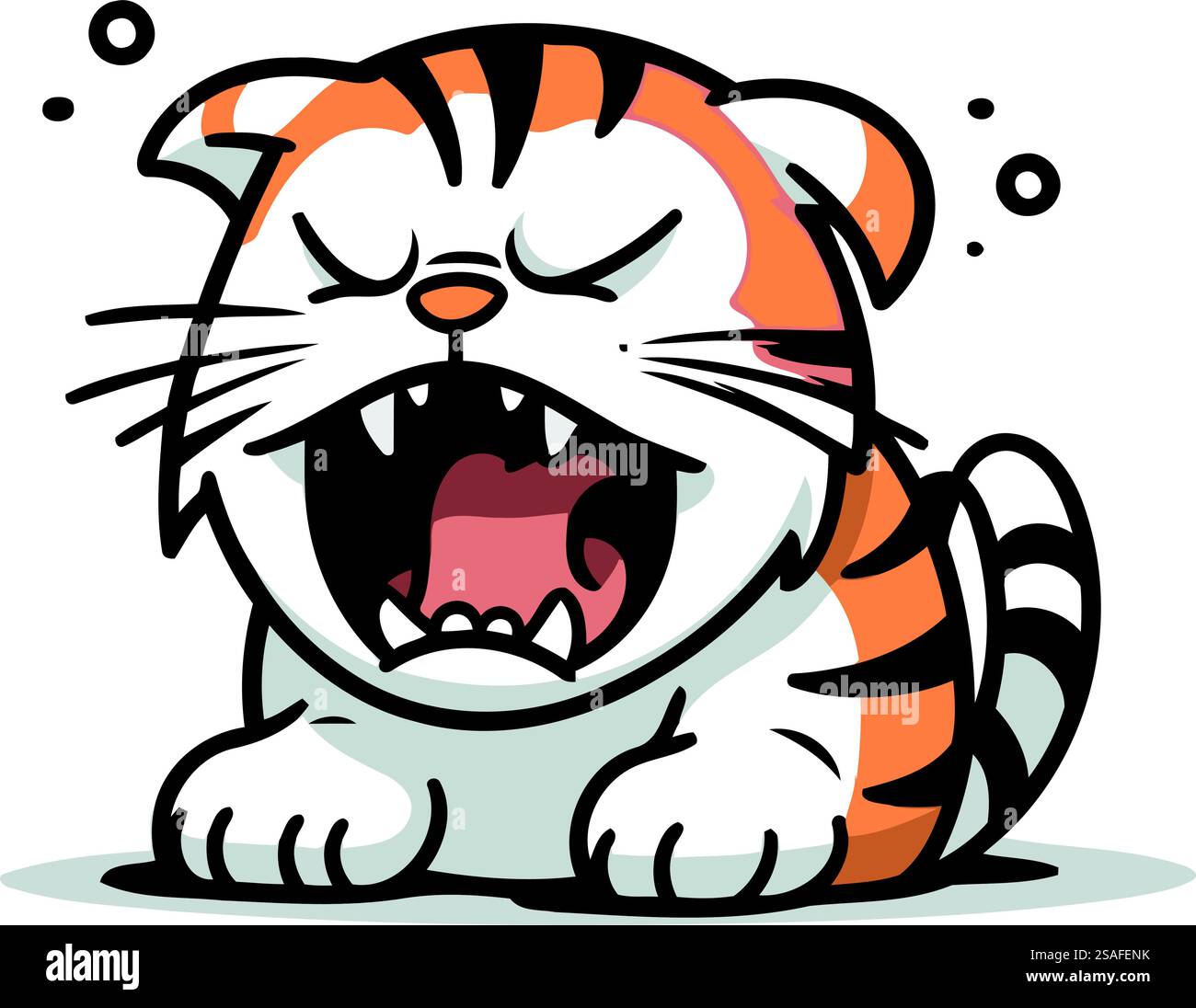 Angry Tiger Cartoon Mascot Character Vector Illustration. Isolated On ...