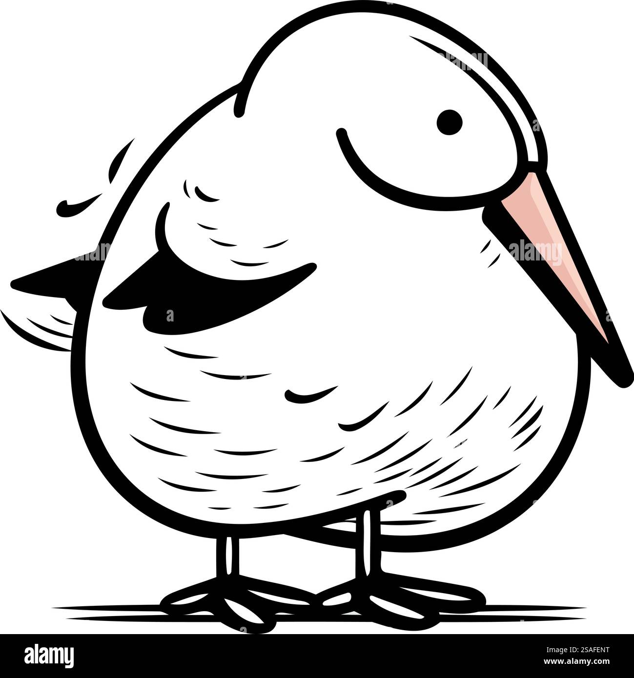 Illustration of a cute little bird on white background. vector ...