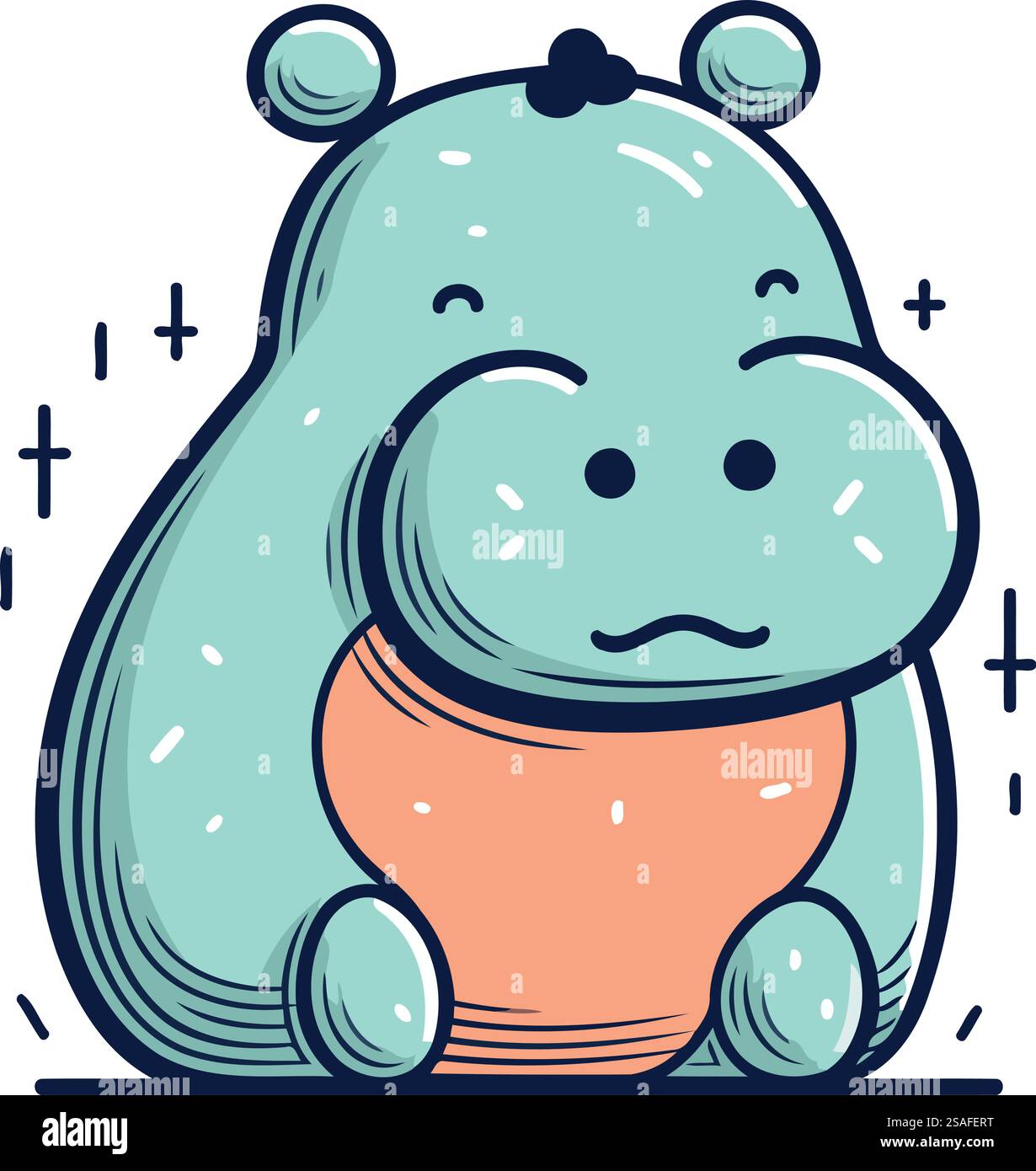 Cute hippopotamus character. Vector illustration in cartoon style Stock ...