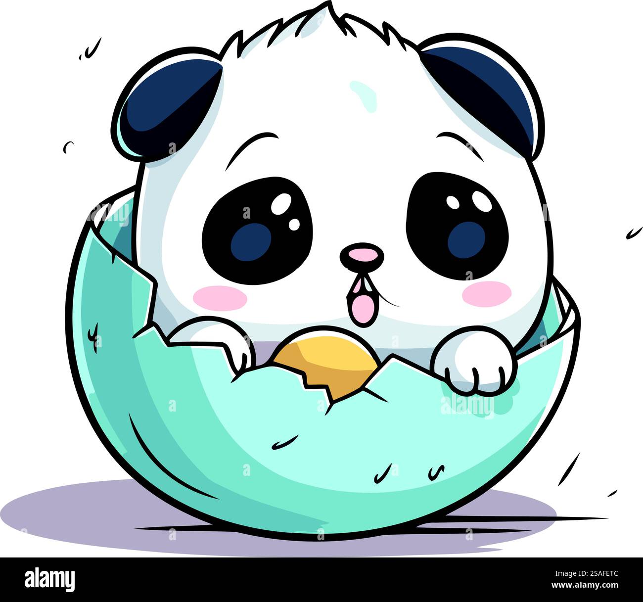 Cute panda peeking out of an egg. Vector illustration Stock Vector ...