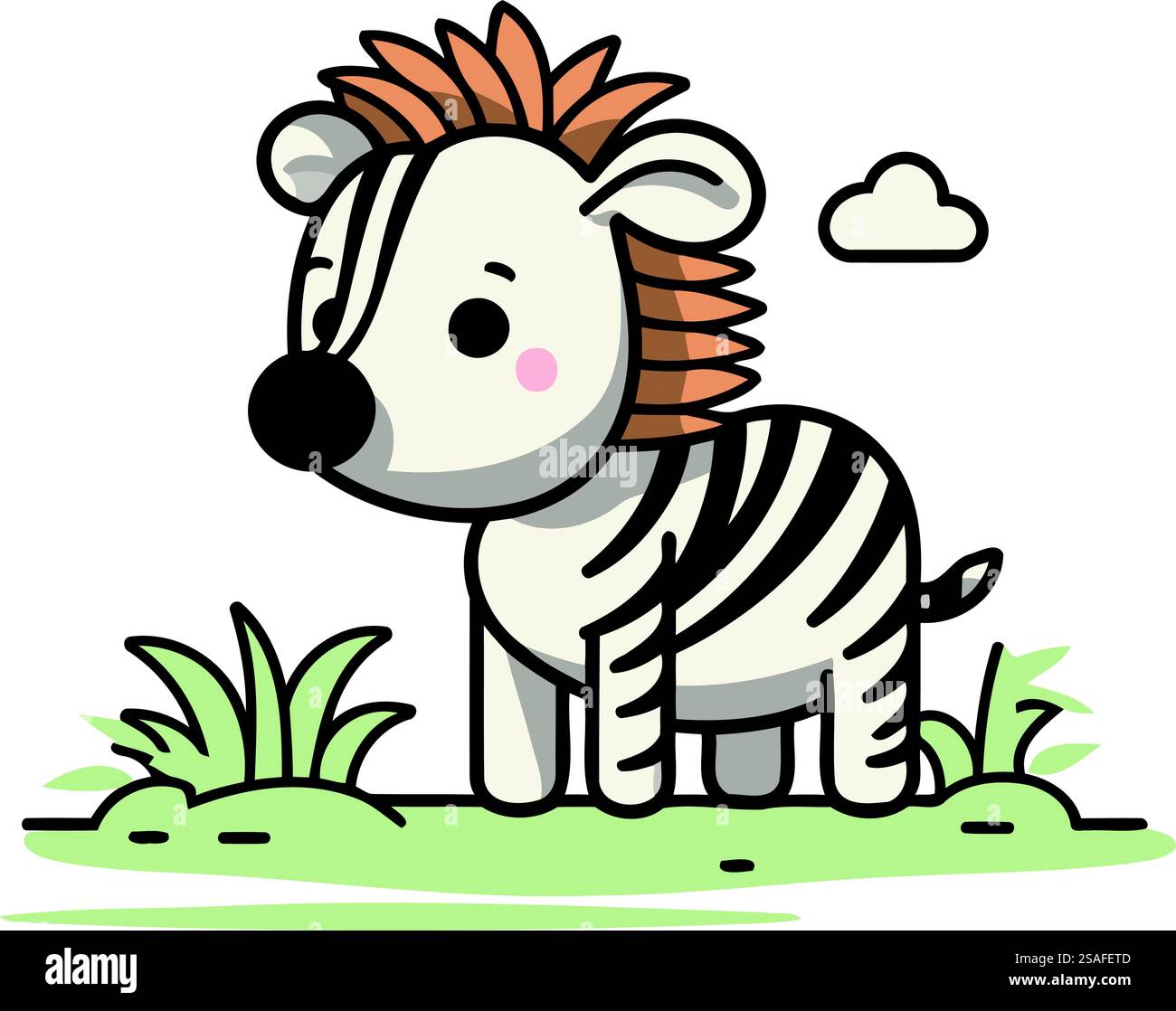 Zebra Vector Illustration. Cute Cartoon Zebra Character Stock Vector ...