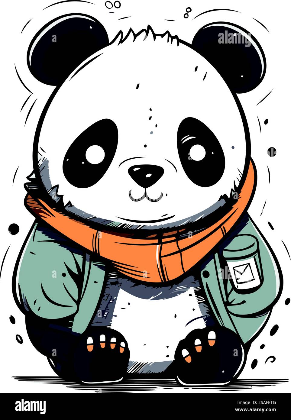 Cute cartoon panda bear in warm clothes. Vector illustration Stock ...
