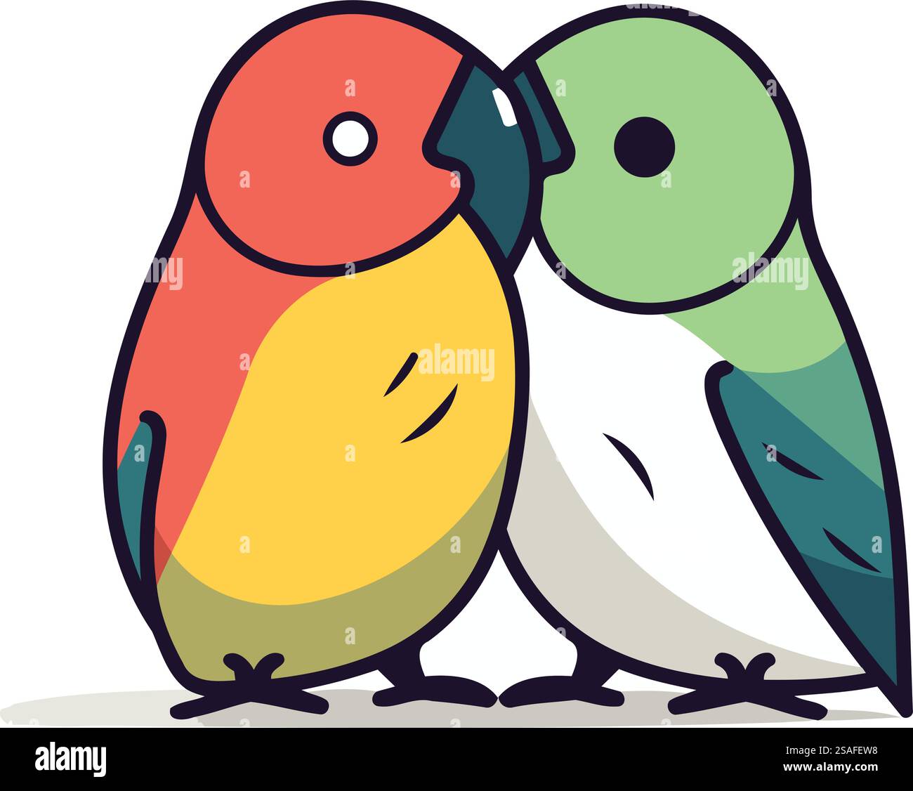 Cute couple of parrots. Vector illustration in cartoon style Stock ...
