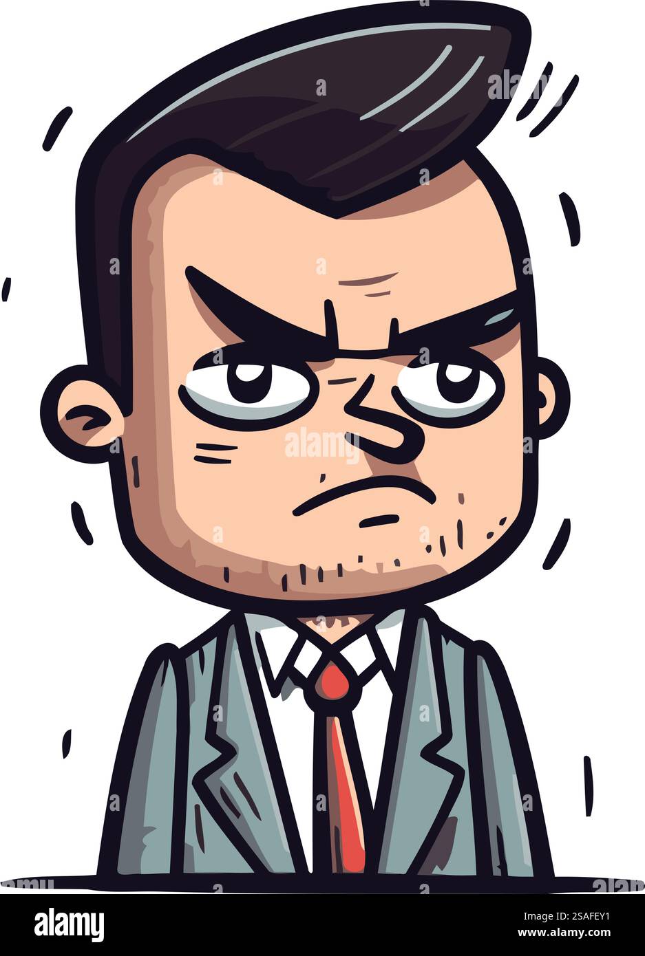 Angry businessman cartoon character. Vector illustration in a flat ...