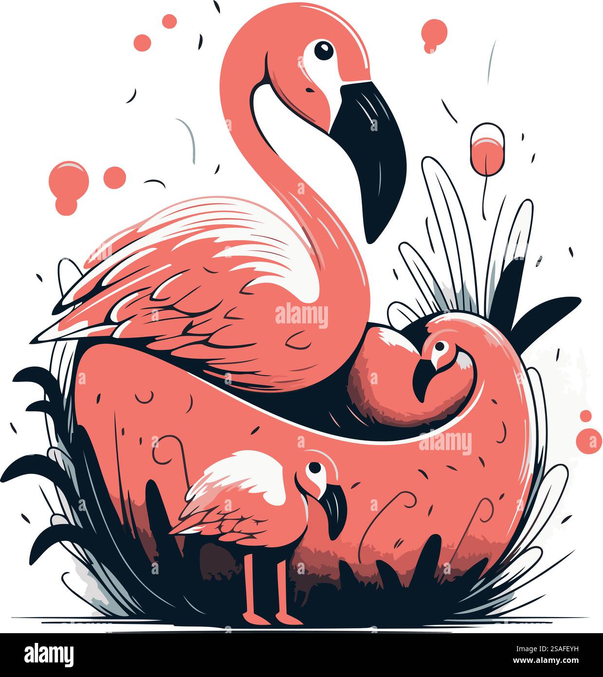 Cartoon illustration flamingo in love Cut Out Stock Images & Pictures ...