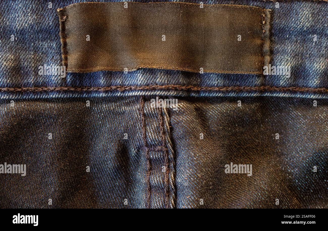 Denim label empty with copy space for graphic design. Clothing care ...