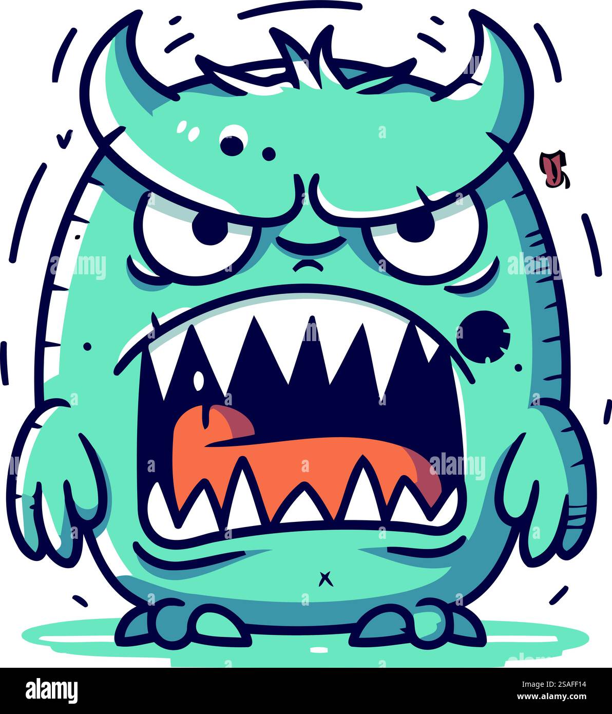 Angry cartoon monster. Vector illustration. Isolated on white ...