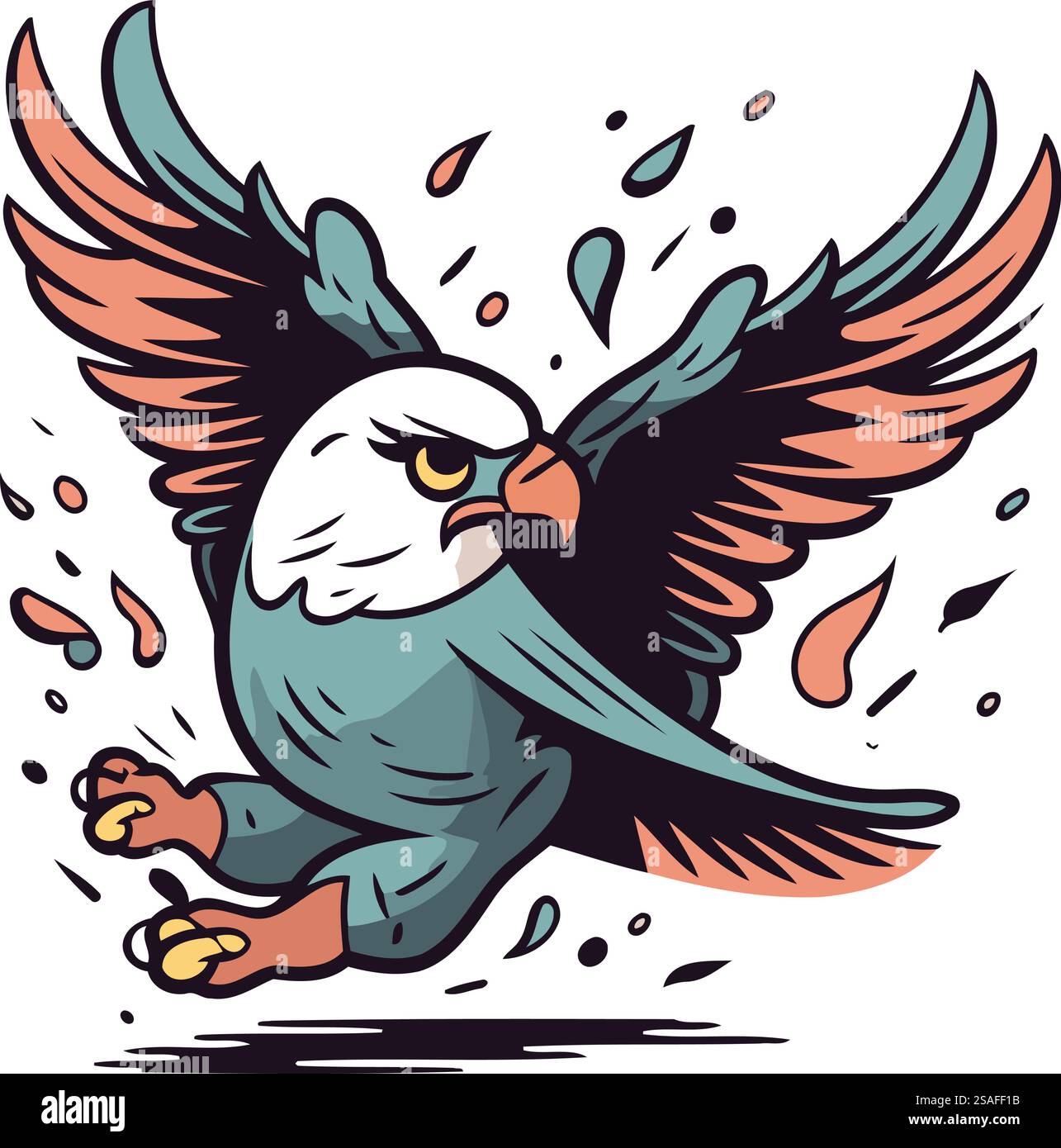 Vector illustration of an eagle flying in the air. Cartoon style Stock ...