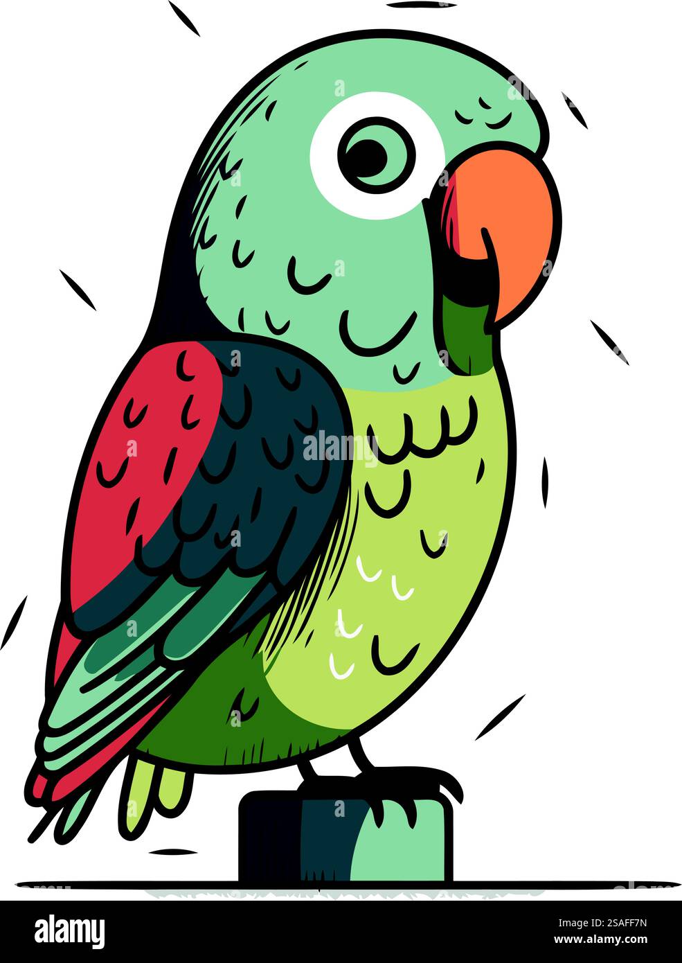 Cute parrot. Hand drawn vector illustration isolated on white ...