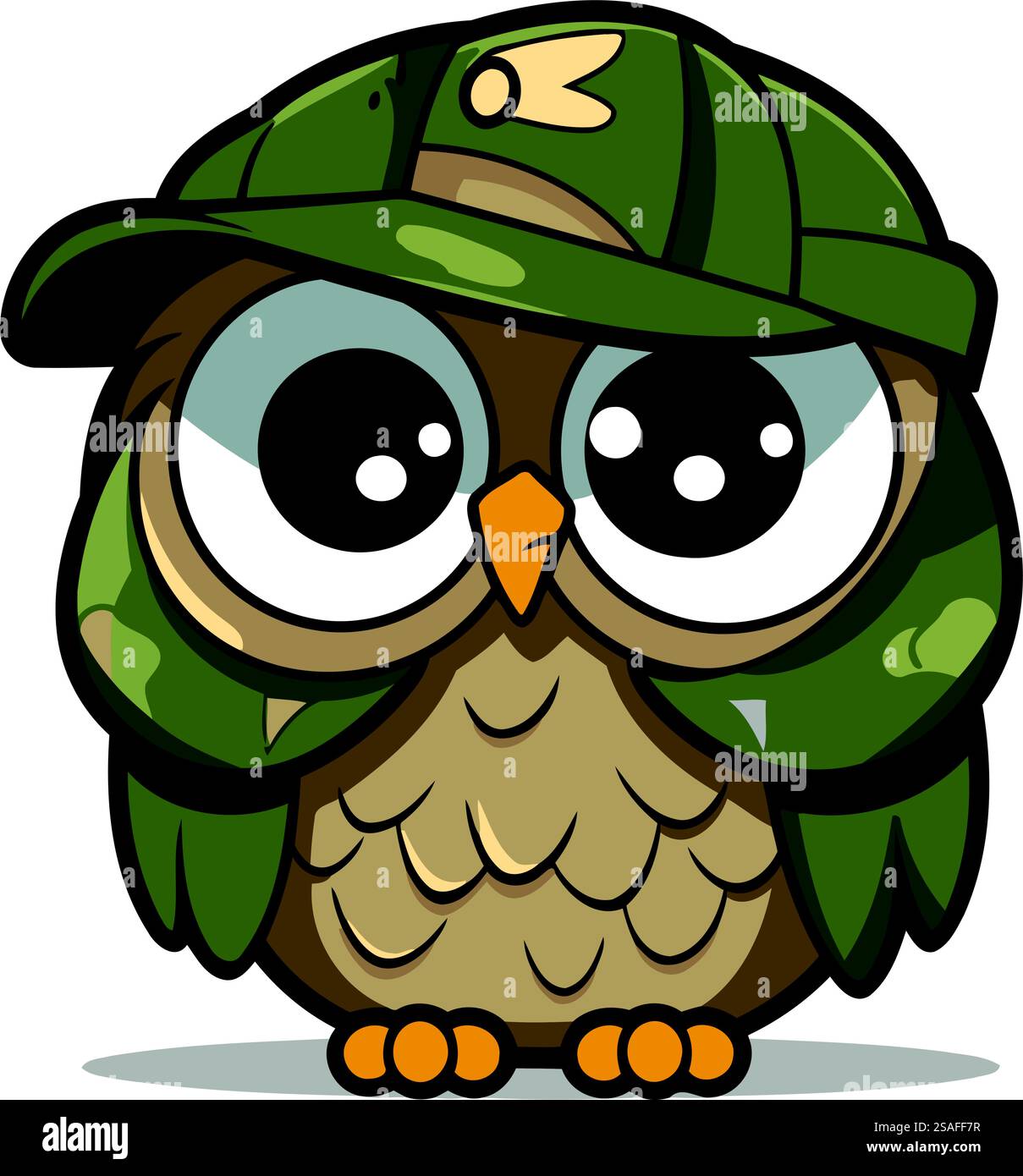 Owl Cartoon Mascot Character With Army Hat Vector Illustration Stock ...