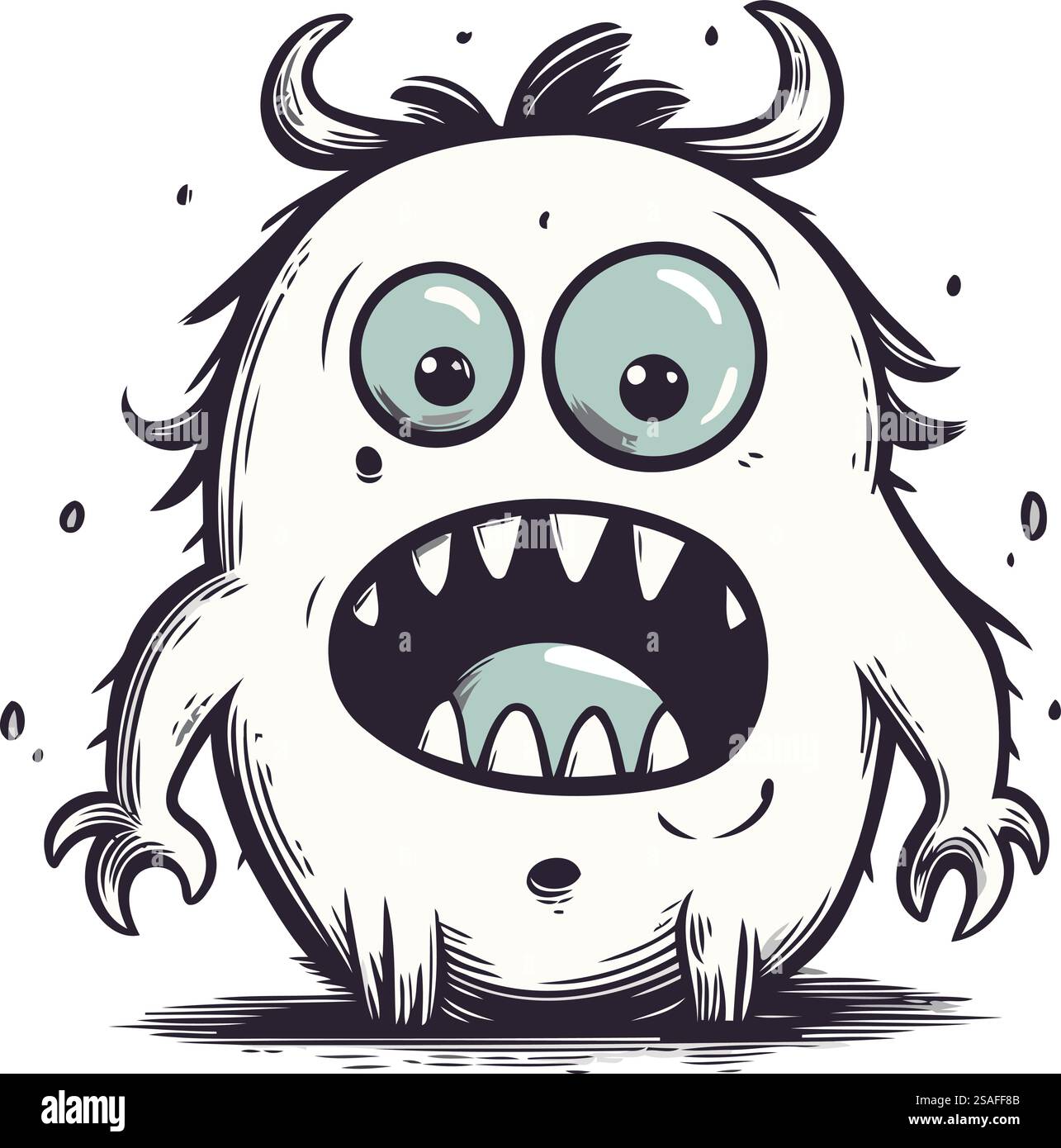 Angry cartoon monster. Vector illustration isolated on a white ...
