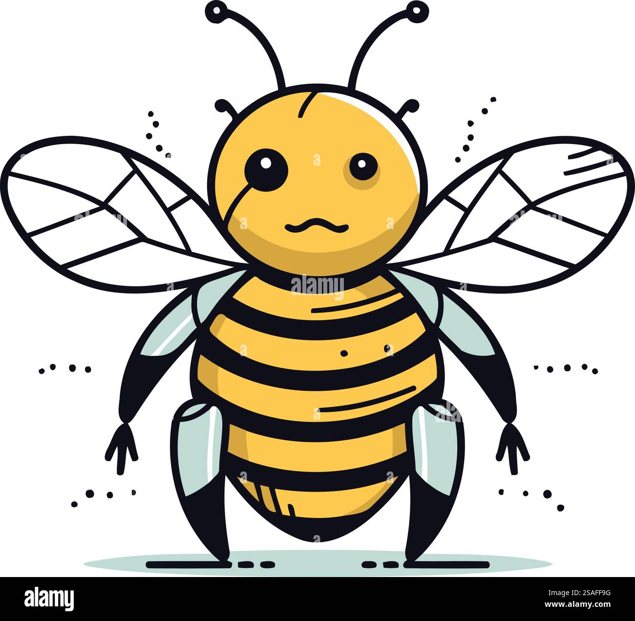 Cartoon bee with sad face. Vector illustration in flat style Stock ...