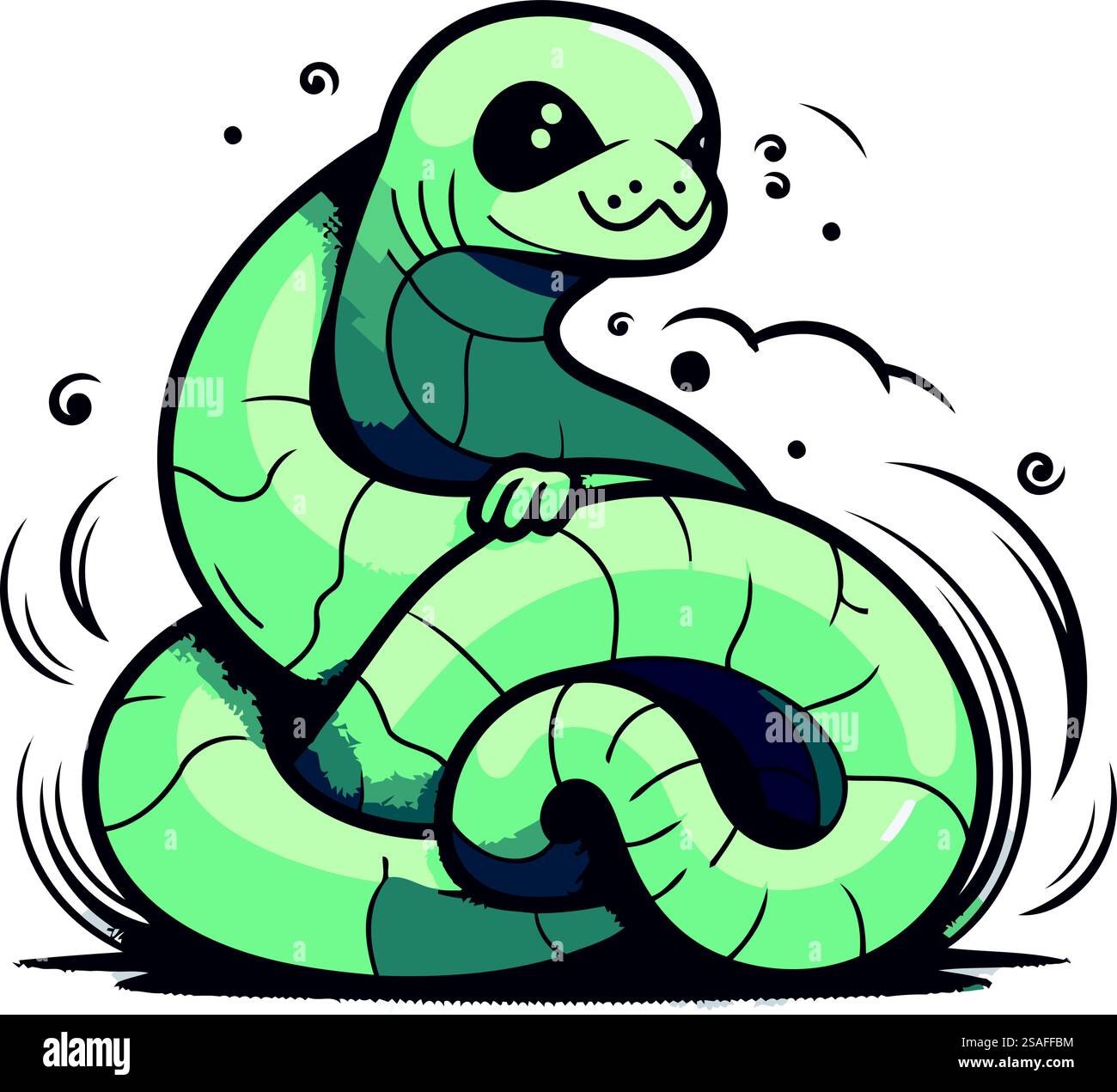 Cute cartoon snake isolated on a white background. Vector illustration ...