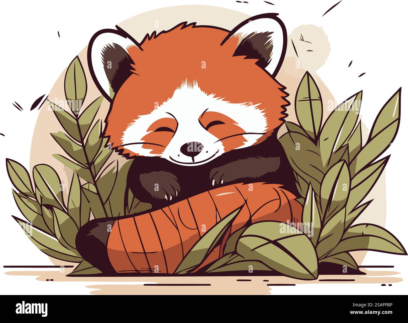 Cute red panda with carrot. Vector illustration in cartoon style Stock ...