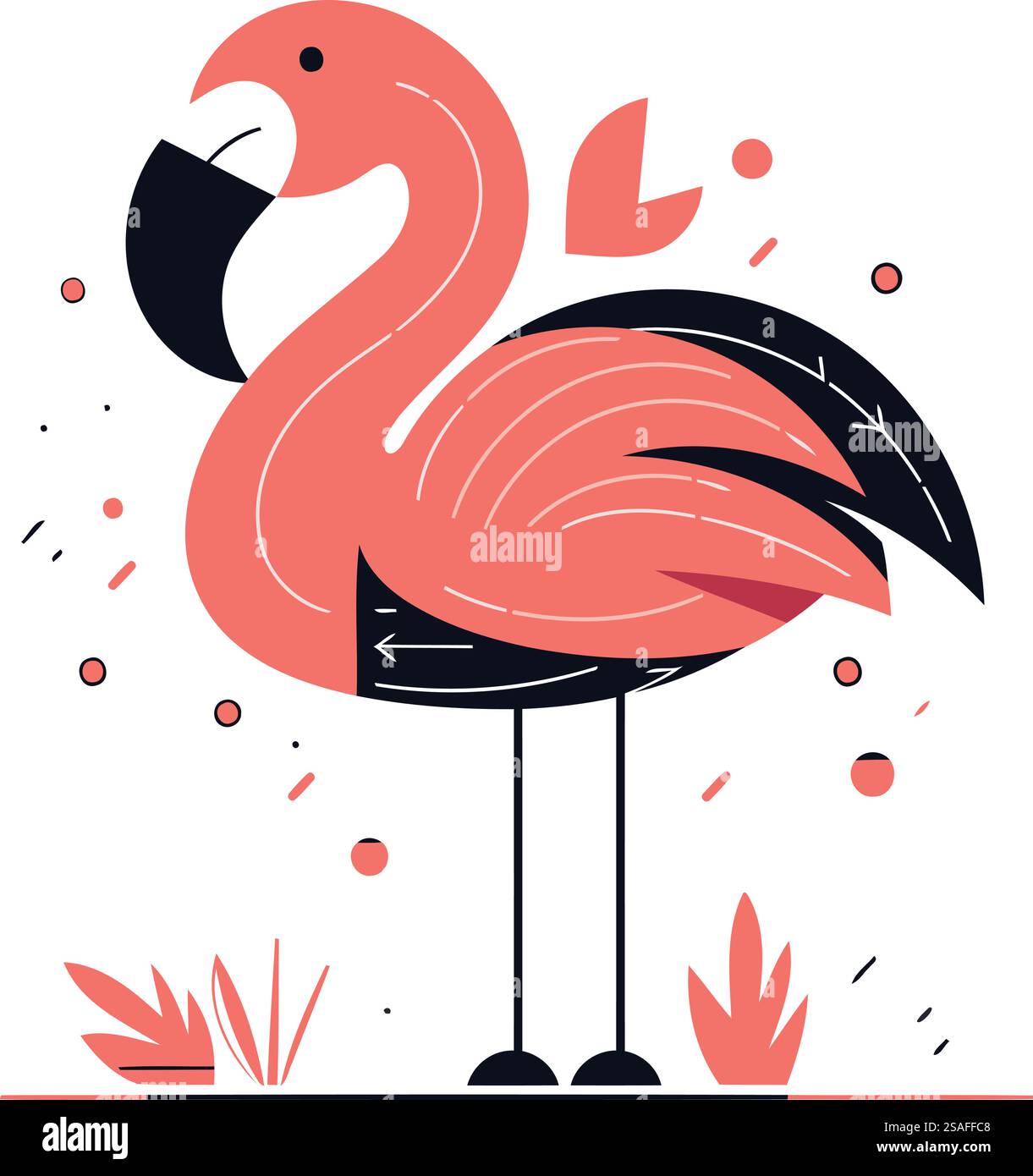 Flamingo vector illustration in flat style. Flamingo character ...