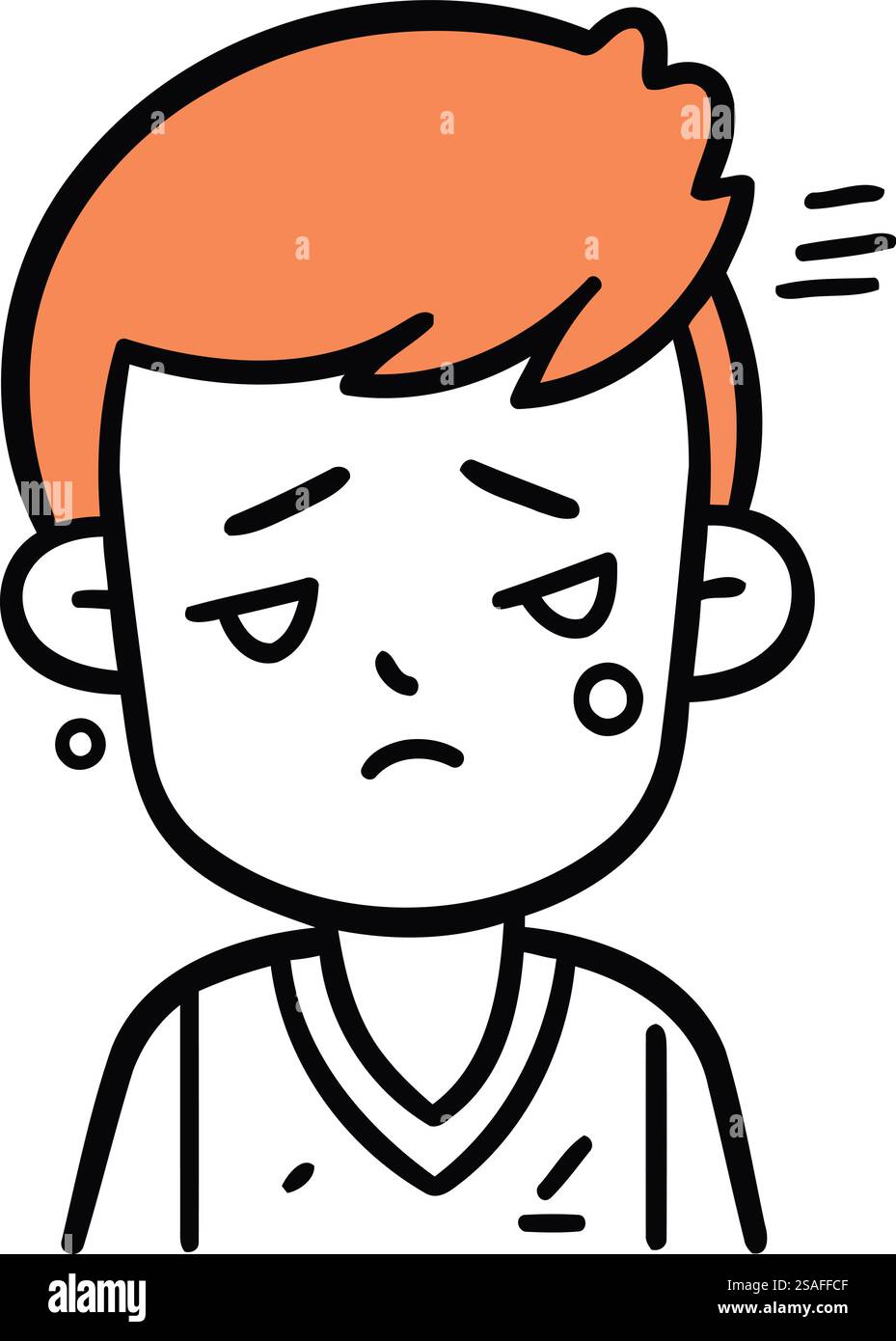 Sad boy cartoon icon. Outline illustration of sad boy cartoon icon for ...