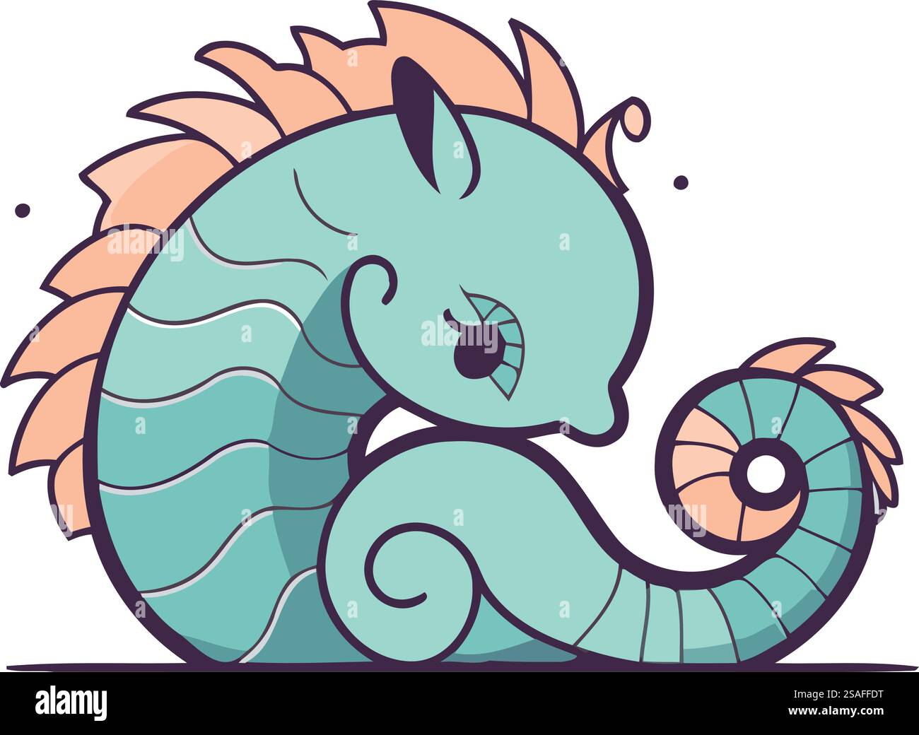 Cute cartoon sea dragon. Vector illustration isolated on white ...