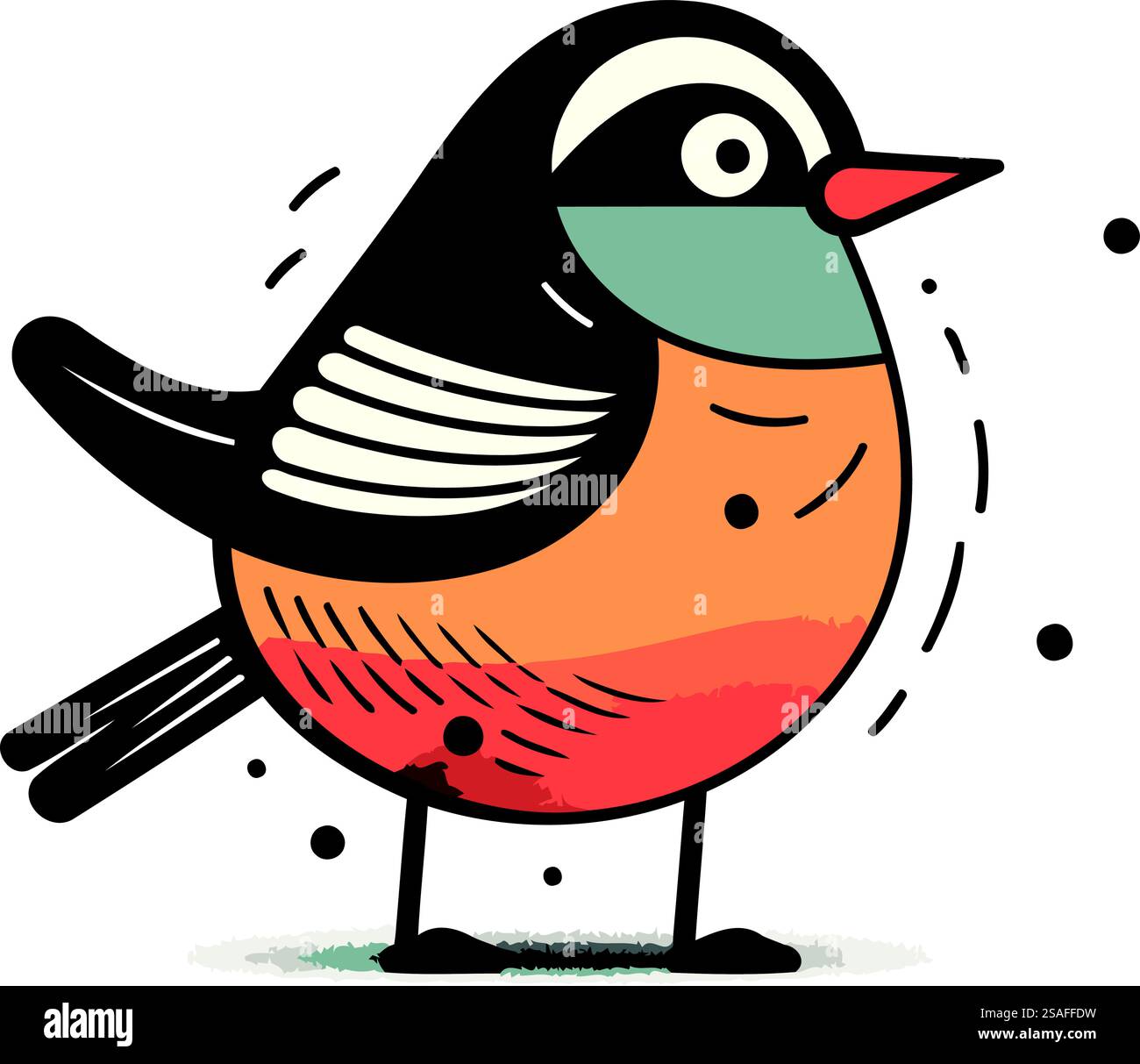 Vector illustration of a cute cartoon robin. Isolated on white ...