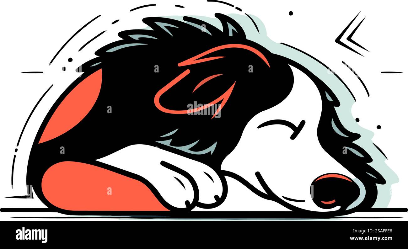 Cute dog sleeping. Vector illustration in cartoon style. Isolated on ...