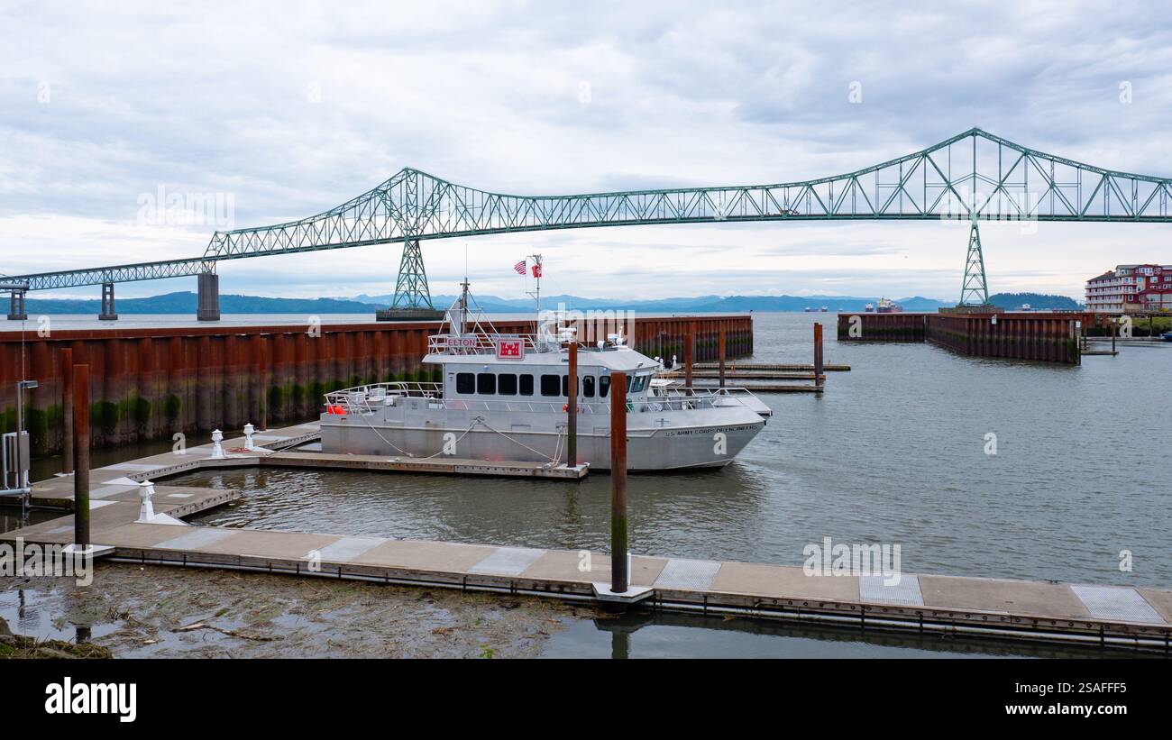 Astoria, Oregon, USA - May 21, 2019: Military boat Elton. Boat harbor ...