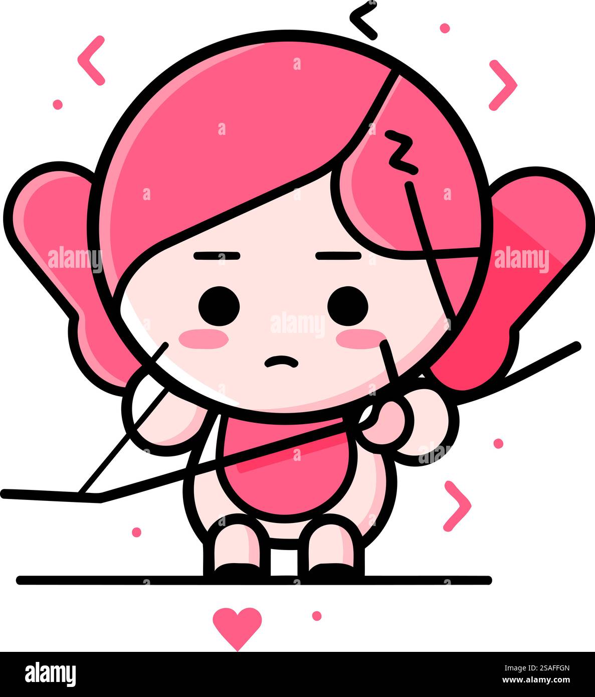 Cute little cupid with bow and arrow. Vector illustration Stock Vector ...