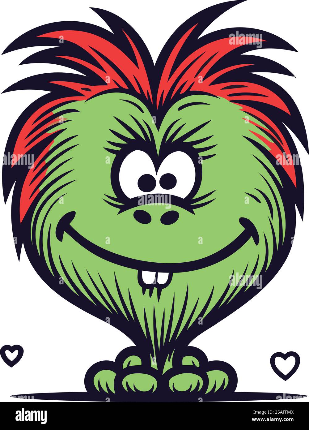 Cartoon monster with heart. Vector illustration of a monster mascot ...