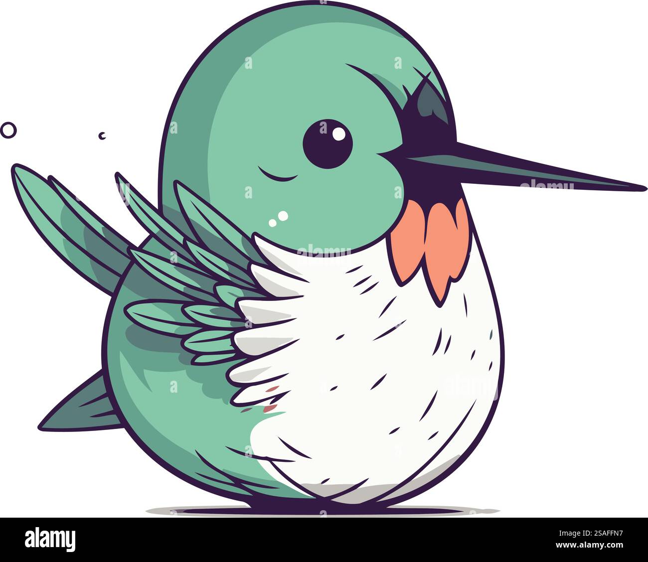 Cute cartoon Hummingbird. Vector illustration isolated on white ...