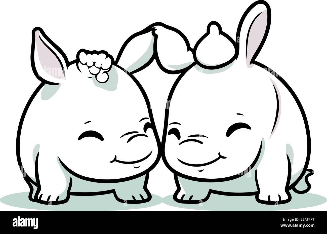 Cute cartoon bunny couple. Vector illustration isolated on white ...