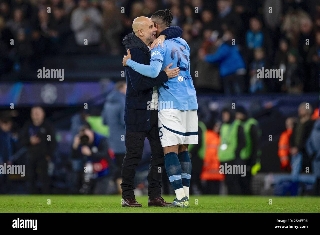 Manchester City F.C. manager Pep Guardiola celebrate at full time ...