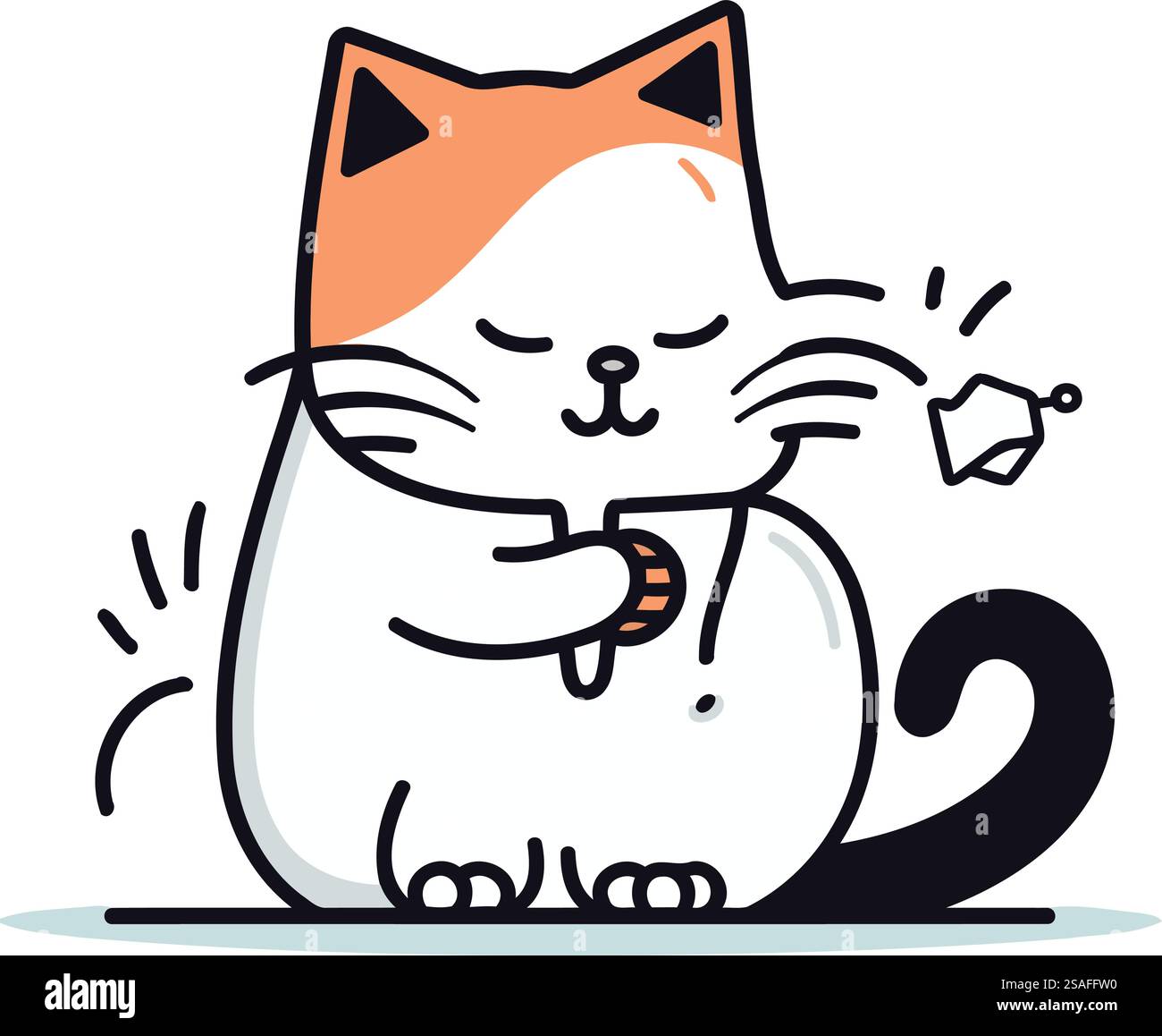 Cute cat with a bone in his paw. Vector illustration Stock Vector Image ...