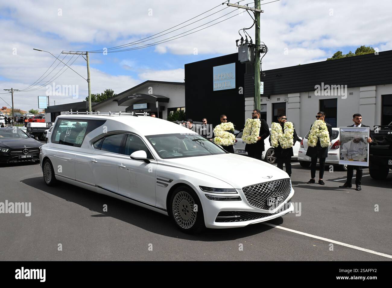 Melbourne, Australia. 30th Jan, 2025. The hearse departs following the ...