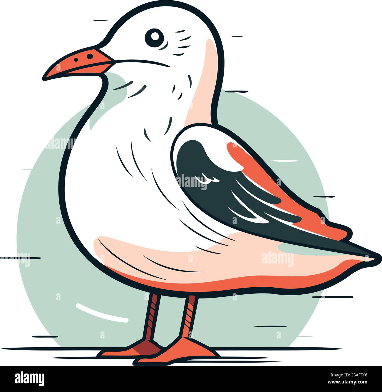 Vector illustration of a seagull on a white background. Cartoon style ...