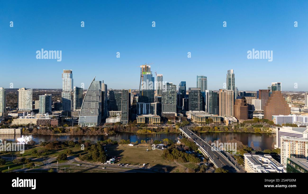 Aerial Modern skyline of Austin, Texas, featuring contemporary ...