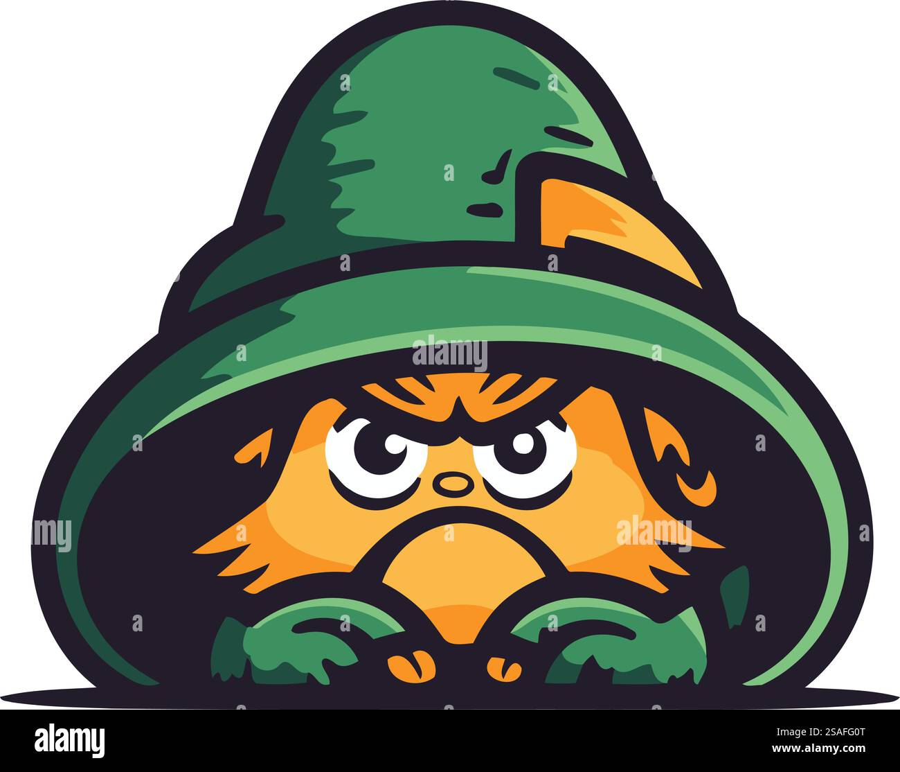 Angry dog in a green hat. Vector illustration of angry dog Stock Vector ...