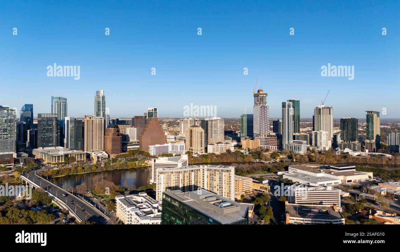 Aerial Modern skyline of Austin, Texas, featuring contemporary ...