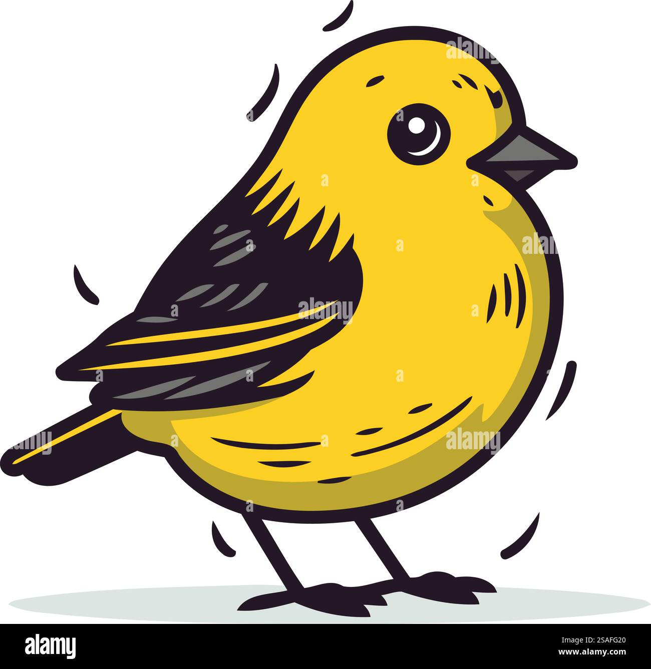 Illustration of a cute little yellow bird on a white background Stock ...