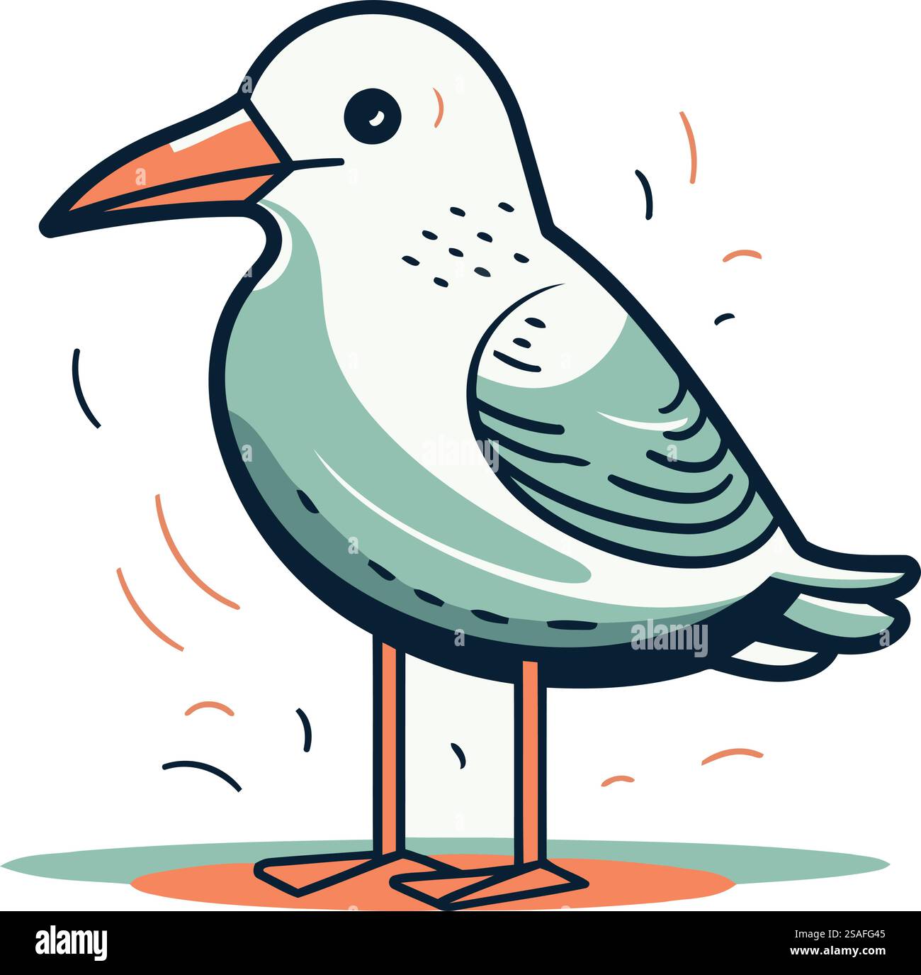 Vector illustration of a seagull on a white background. Cartoon style ...