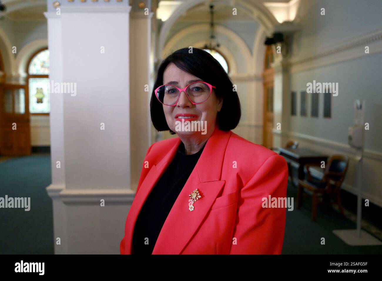 Victoria, Canada. 06th Feb, 2023. B.C. Lt.-Gov. Janet Austin waits near ...