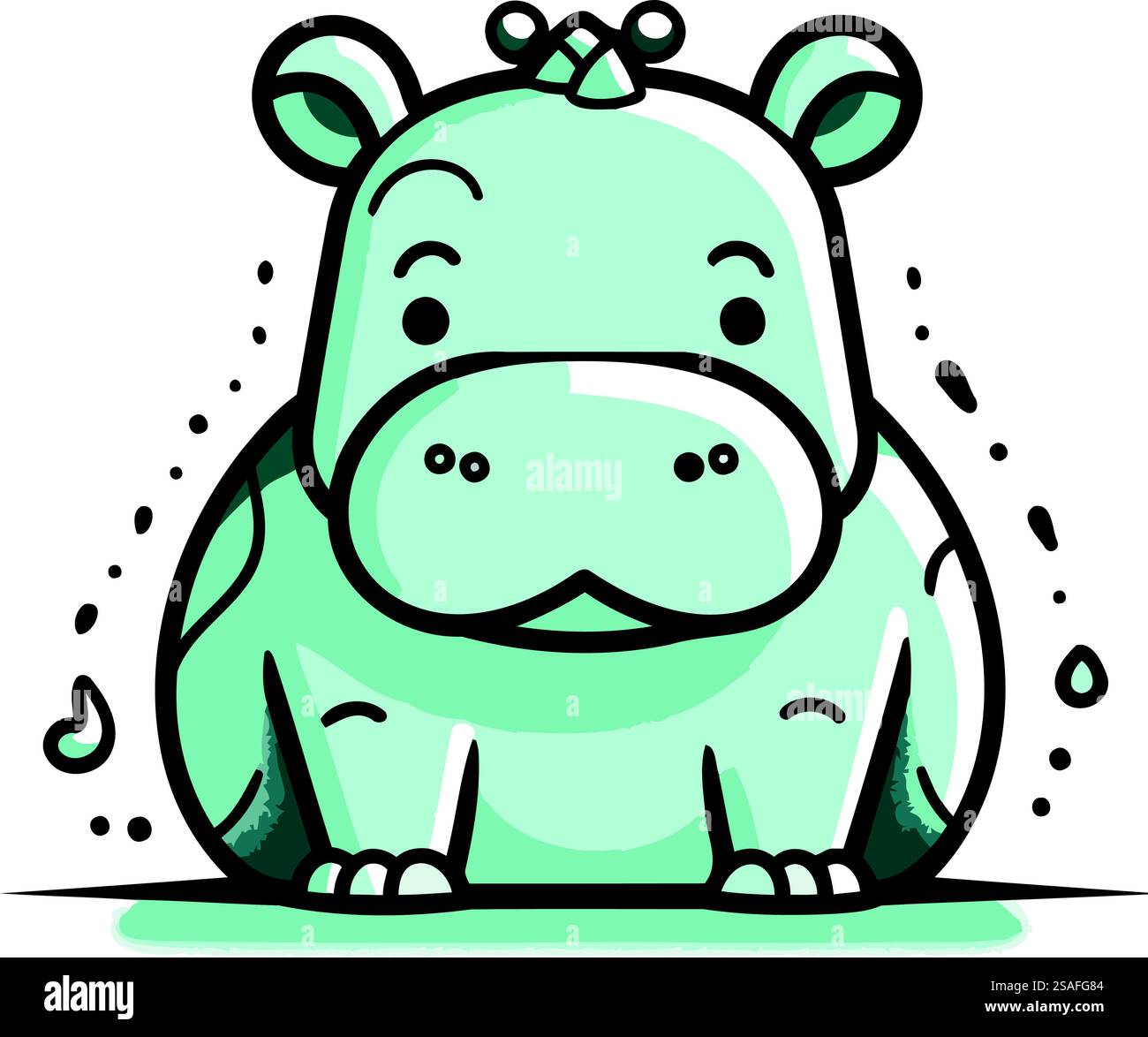 Cute hippo. Vector illustration. Isolated on white background Stock ...