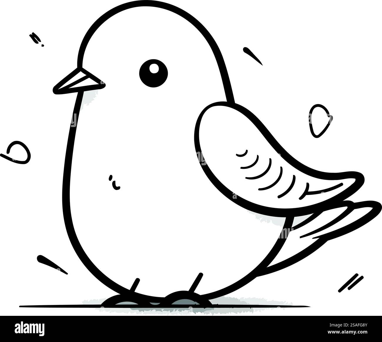 cute little bird doodle. hand drawn illustration. vector Stock Vector ...