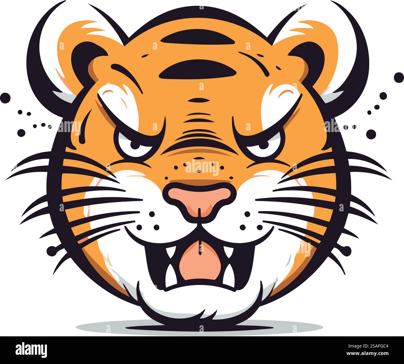 Cartoon Tiger Face. Vector Illustration. Isolated on white background ...