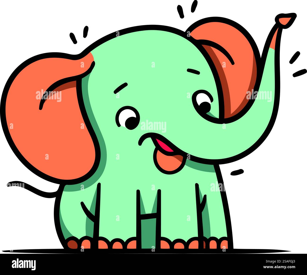 Cute cartoon elephant character. Vector illustration in flat design ...