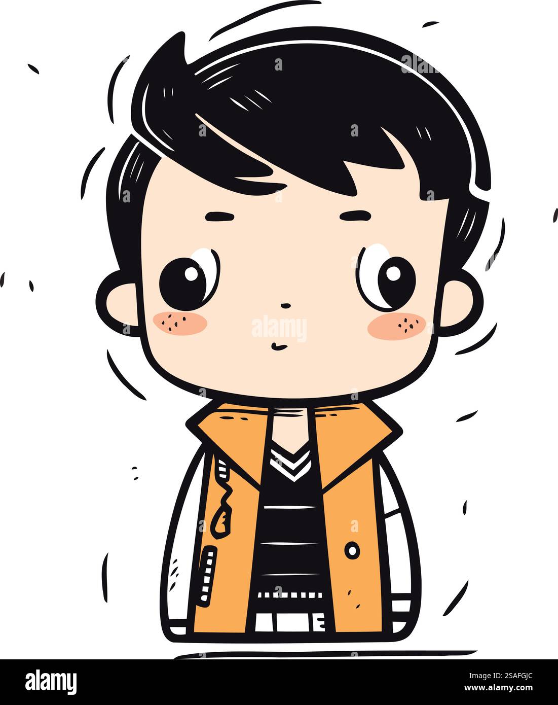 Vector illustration of a boy in coat. Cute cartoon character Stock ...