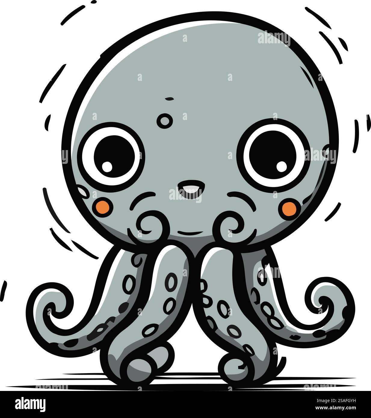 Cartoon octopus vector illustration. Cute octopus character Stock ...