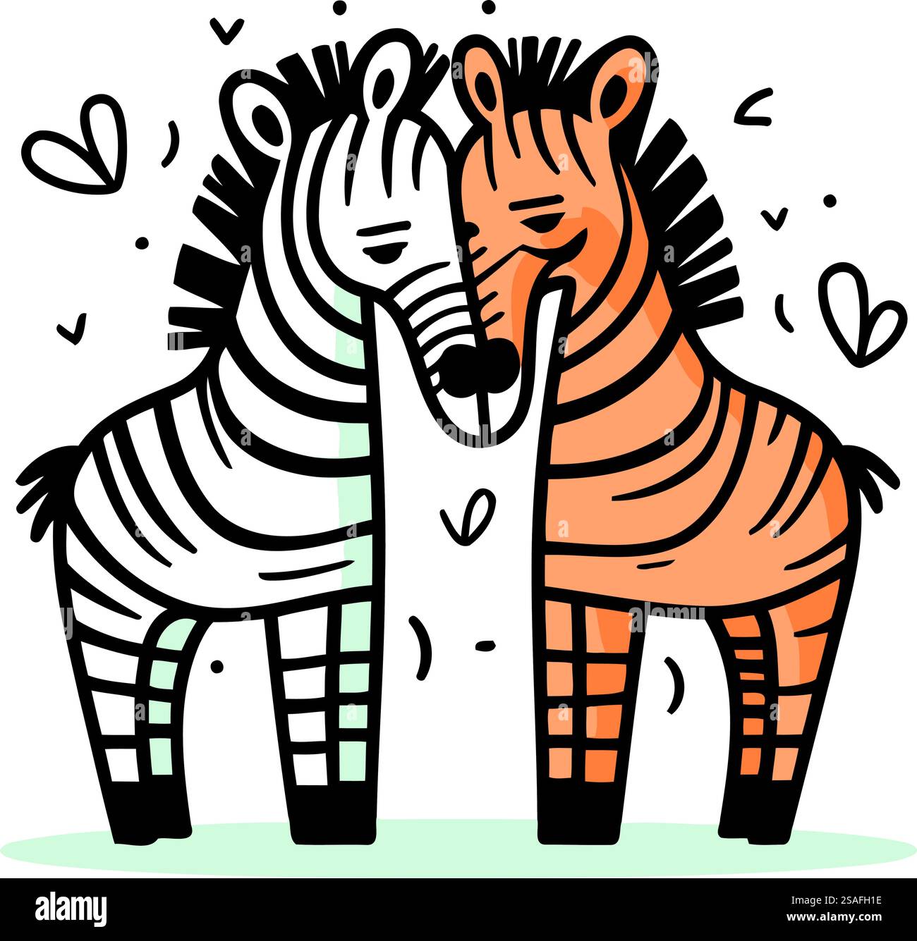 Zebra couple. Vector illustration in doodle style isolated on white ...