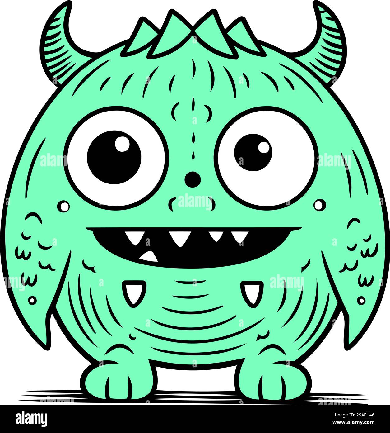 Cute cartoon monster. Vector illustration. Isolated on white background ...