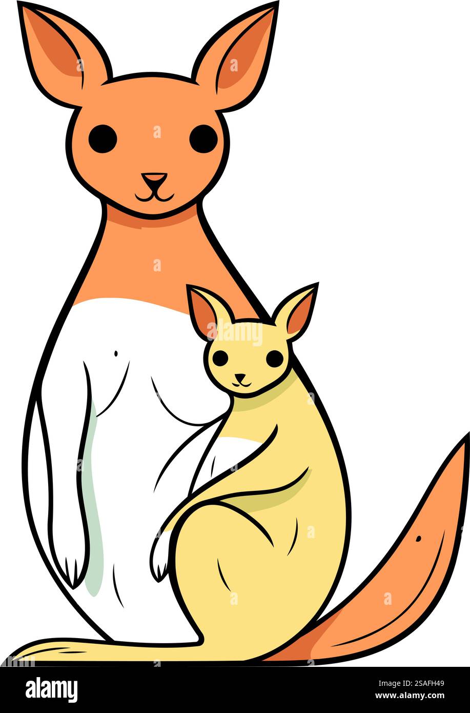 Kangaroo and baby kangaroo. Vector illustration in cartoon style Stock ...