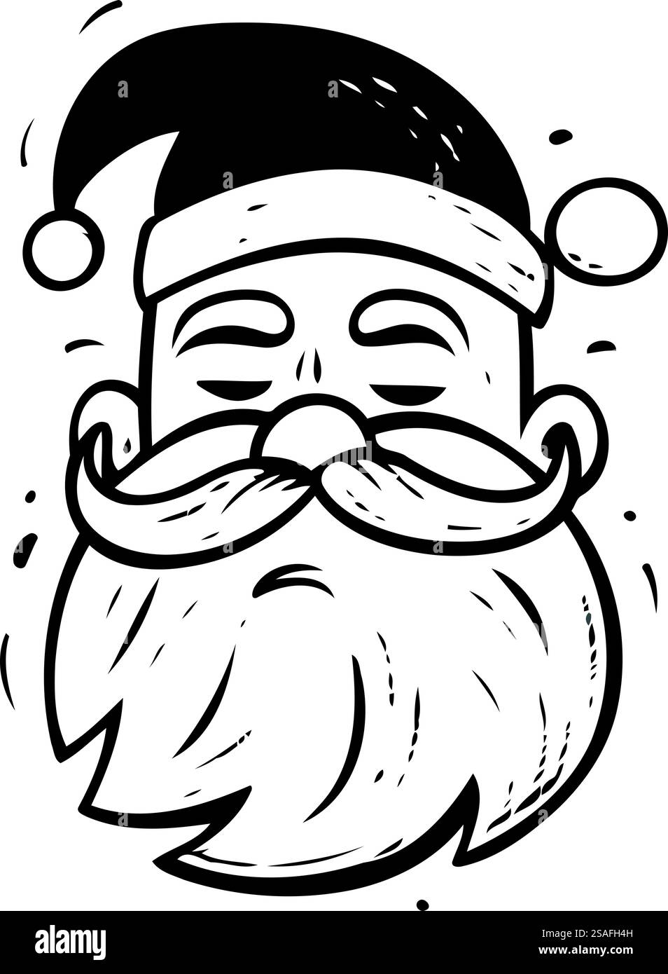 Santa Claus face with beard and mustache. Hand drawn vector ...