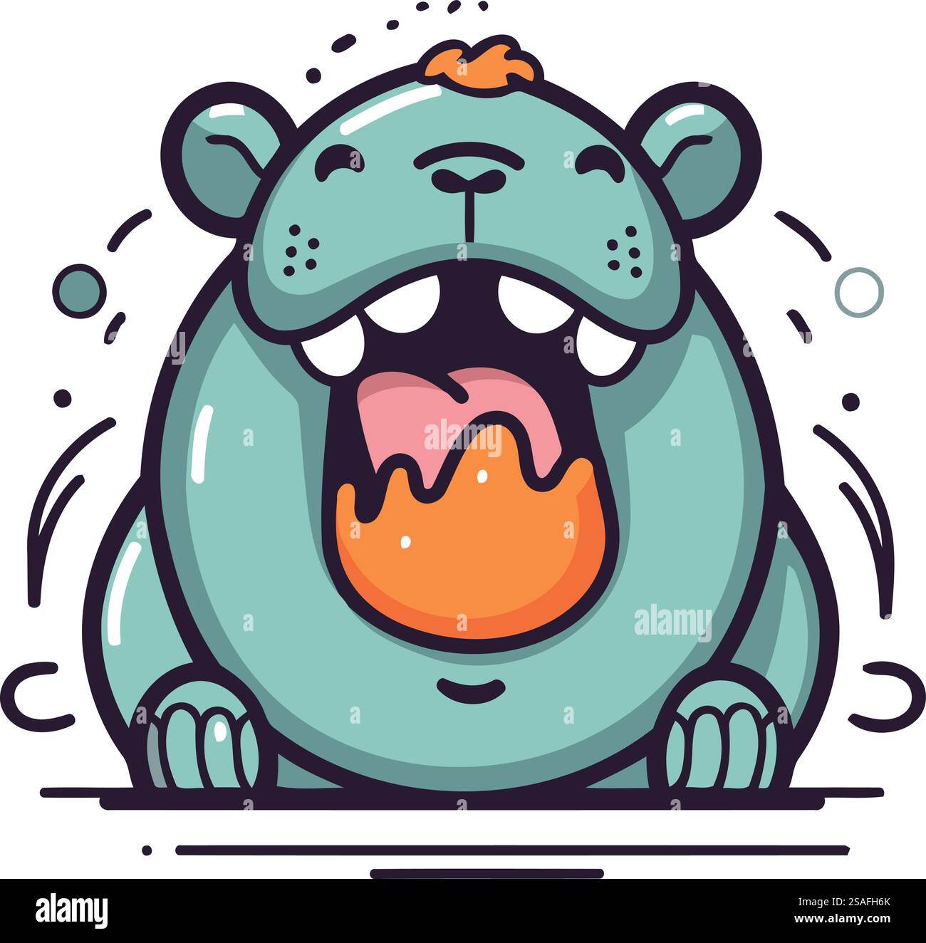 Hippopotamus character. Cute cartoon animal. Vector illustration Stock ...